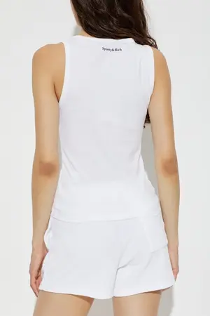 Sporty & Rich 47 New York Yankees Collection Rhinestone Logo Tank Top - White