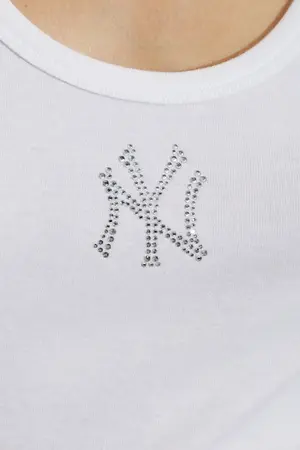 Sporty & Rich 47 New York Yankees Collection Rhinestone Logo Tank Top - White