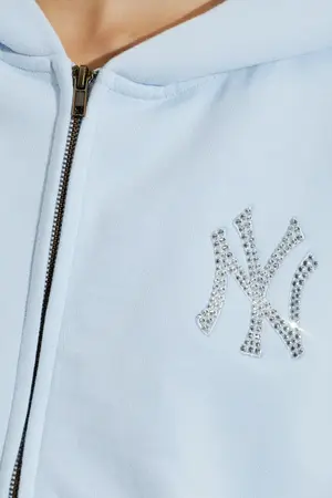 Sporty & Rich 47 & New York Yankees Collection Zip-up Hoodie - Light Blue