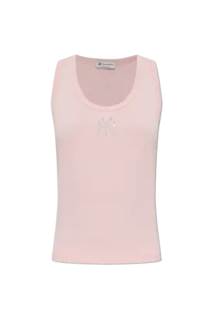 SPORTY & RICH 47 & The New York Yankees Ribbed Tank Top With Rhinestone Logo - Pink