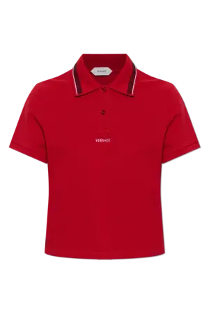 Versace Polo Shirt With Embroidered Logo - Red