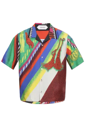 Versace Silk Shirt With "formula 6" Print