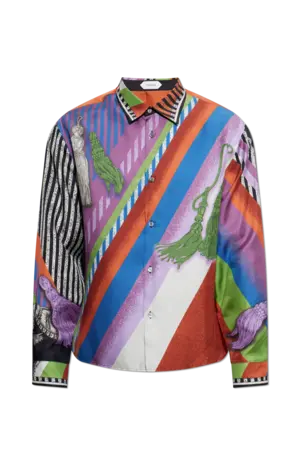 Versace Silk Shirt With "formula 6" Print