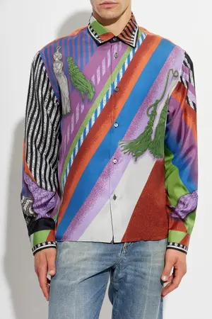 Versace Silk Shirt With "formula 6" Print