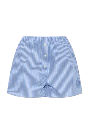 Sporty & Rich Royal Holiday' Collection Striped Cotton Shorts - Blue
