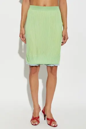 Versace Ribbed Skirt With Lace Trim