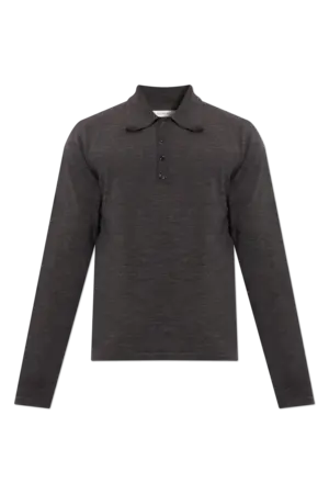 LEMAIRE Wool Polo With Long Sleeves - Brown