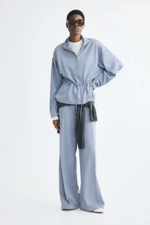 H&M Drawstring-detail Zip-through Sweatshirt - Blue