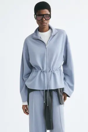 H&M Drawstring-detail Zip-through Sweatshirt