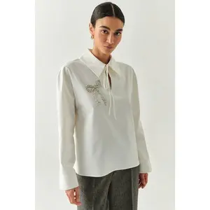 EXQUISE Bloom Long Sleeve Blouse - Ecru