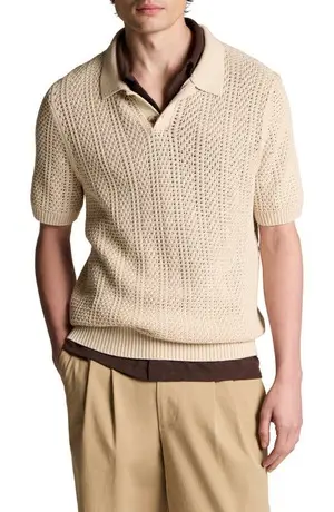 Vince Seed Stitch Polo Sweater - Dark Blanco