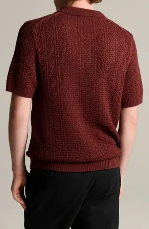 Vince Seed Stitch Polo Sweater - Deep Satin