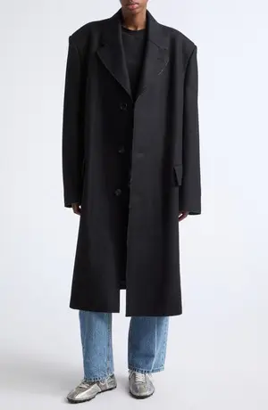 MAISON MARGIELA Raw Edge Wool Felt Coat - Black
