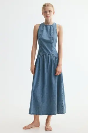 H&M Flared Skirt Denim Maxi Dress