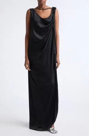 MAISON MARGIELA Draped Satin Gown - Black