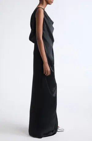 MAISON MARGIELA Draped Satin Gown - Black