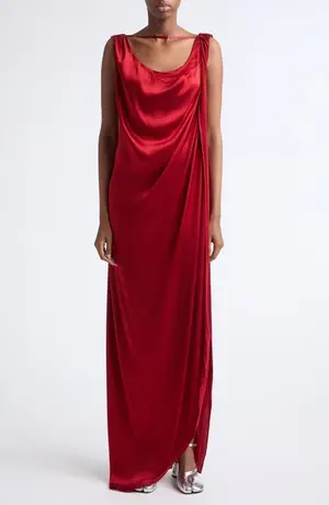 MAISON MARGIELA Draped Satin Gown - Dark Red