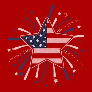 LOST GODS American Star Flag Fireworks Graphic T-shirt