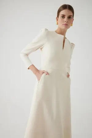 EXQUISE Angela Midi Dress - Ecru