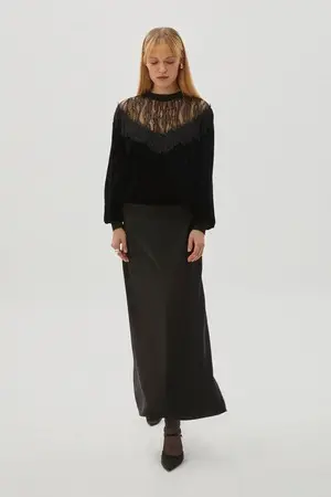 EXQUISE Blake Velvet And Tulle Blouse