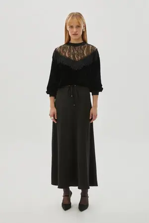 EXQUISE Blake Velvet And Tulle Blouse