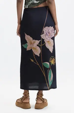 Desigual Floral Print Jersey Maxi Skirt