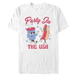 LOST GODS Hot Dog Party In The Usa Graphic T-shirt - White