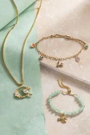 ALEX AND ANI Hummingbird Multicharm Adjustable Anklet