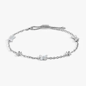 ALEX AND ANI Butterfly And Flower Anklet - Silver
