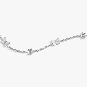 ALEX AND ANI Butterfly And Flower Anklet - Silver