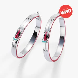 ALEX AND ANI Hot Wheels Racecar Hoop Earrings - Silver