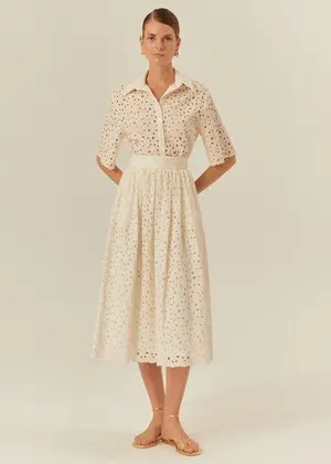 EXQUISE Paisley Cotton Midi Skirt
