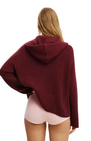 Cotton:on Oversized Zip Through Knit Hoodie - Gingerberry