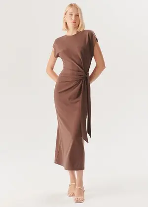 EXQUISE Rory Knit Midi Dress - Brown
