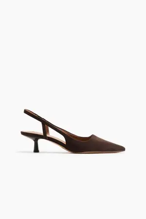 H&m Kitten-heeled Slingbacks - Dark Brown