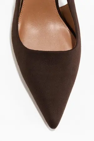 H&m Kitten-heeled Slingbacks - Dark Brown