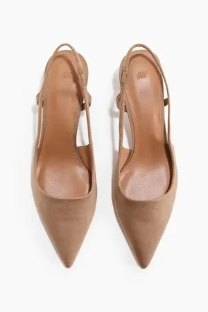 H&M Kitten-heeled Slingbacks With Pointed Toe