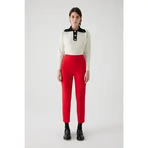 EXQUISE High Carrot Fit Pants - Red
