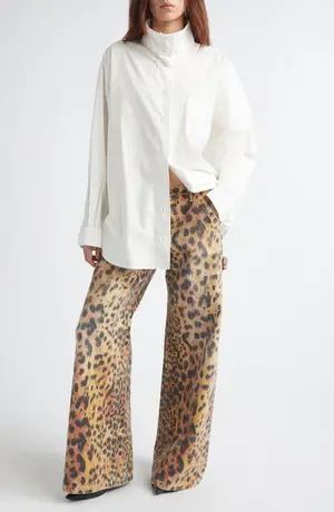 R13 Stand Collar Boyfriend Button-up Shirt