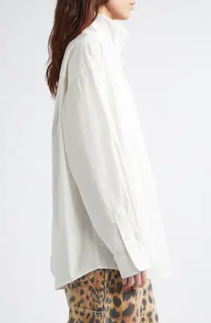 R13 Stand Collar Boyfriend Button-up Shirt
