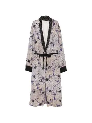 FORTE_FORTE FORTE FORTE Floral Print Long Coat With Shawl Lapels Multicolor