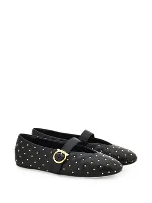 FERRAGAMO Quilted Leather Ballet Flats With Stud Detailing - Multicolor