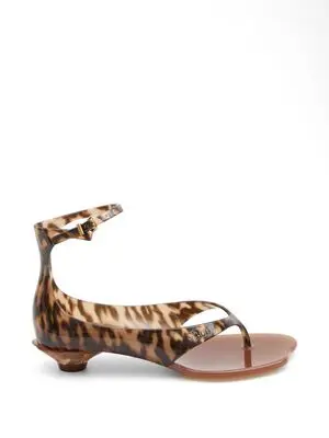 Chloé Leopard Print Jelly Sandals With Adjustable Ankle Strap - Multicolor
