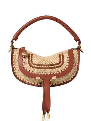 CHLOÉ CHLOE Marcie Mini Raffia Shoulder Bag