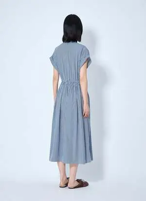 Miu Miu Vertical Stripe Poplin Midi Dress