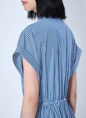 Miu Miu Vertical Stripe Poplin Midi Dress