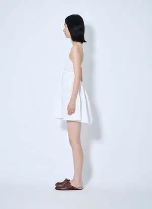 Miu Miu Slubbed Poplin And Eyelet Lace Mini Dress