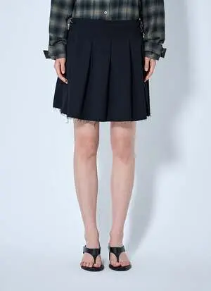 Our Legacy Mini Skirt With Pleated Construction And Raw Edge Hem - Black