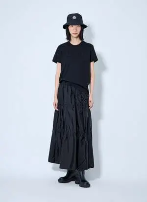 Moncler Logo Embroidered Cotton T-shirt - Black