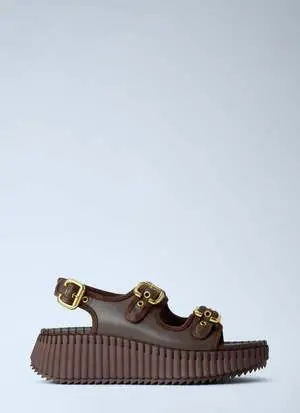 Chloé Nama Wedge Sandals - Brown